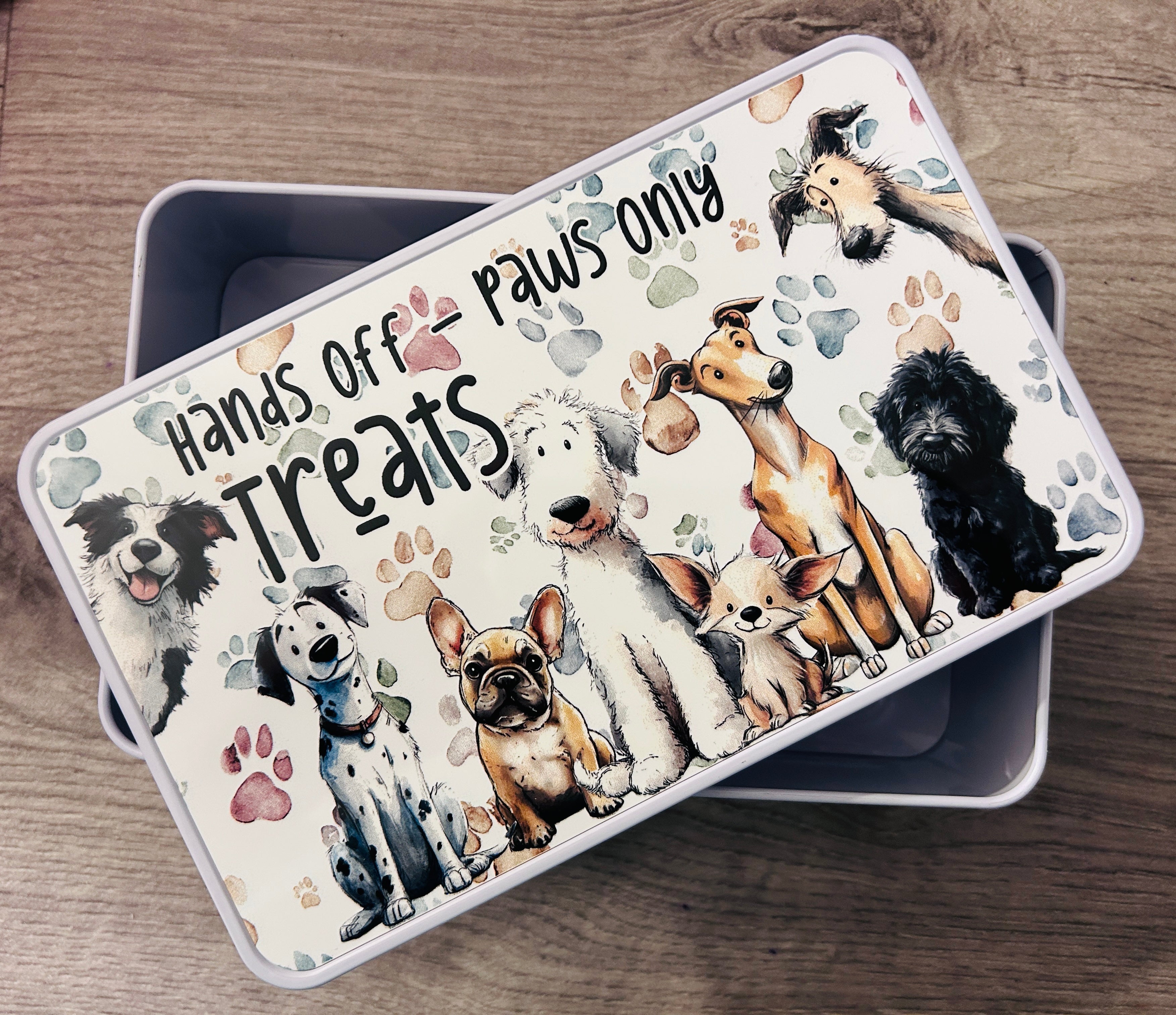 🐶 Dog Treats Tin – “Hands Off, Paws Only” – SOUTH SHORE GIFTS